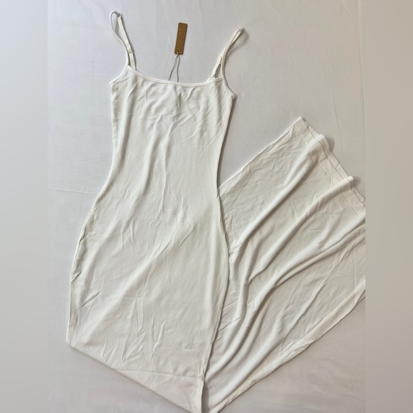 SKIMS | Dresses | Skims Soft Lounge Ribbed Long Slip White Maxi Bodycon ...